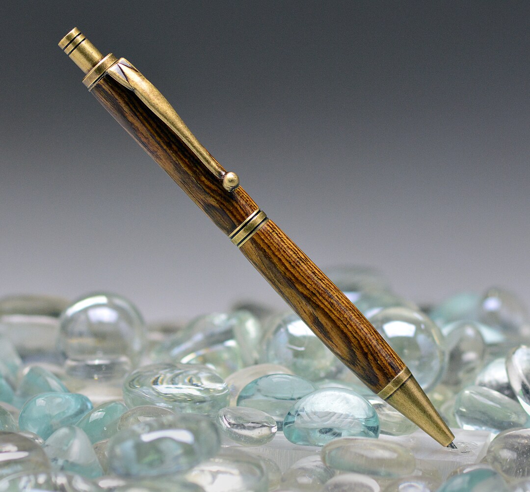 Antique Brass Click Pen in Bocote - Etsy