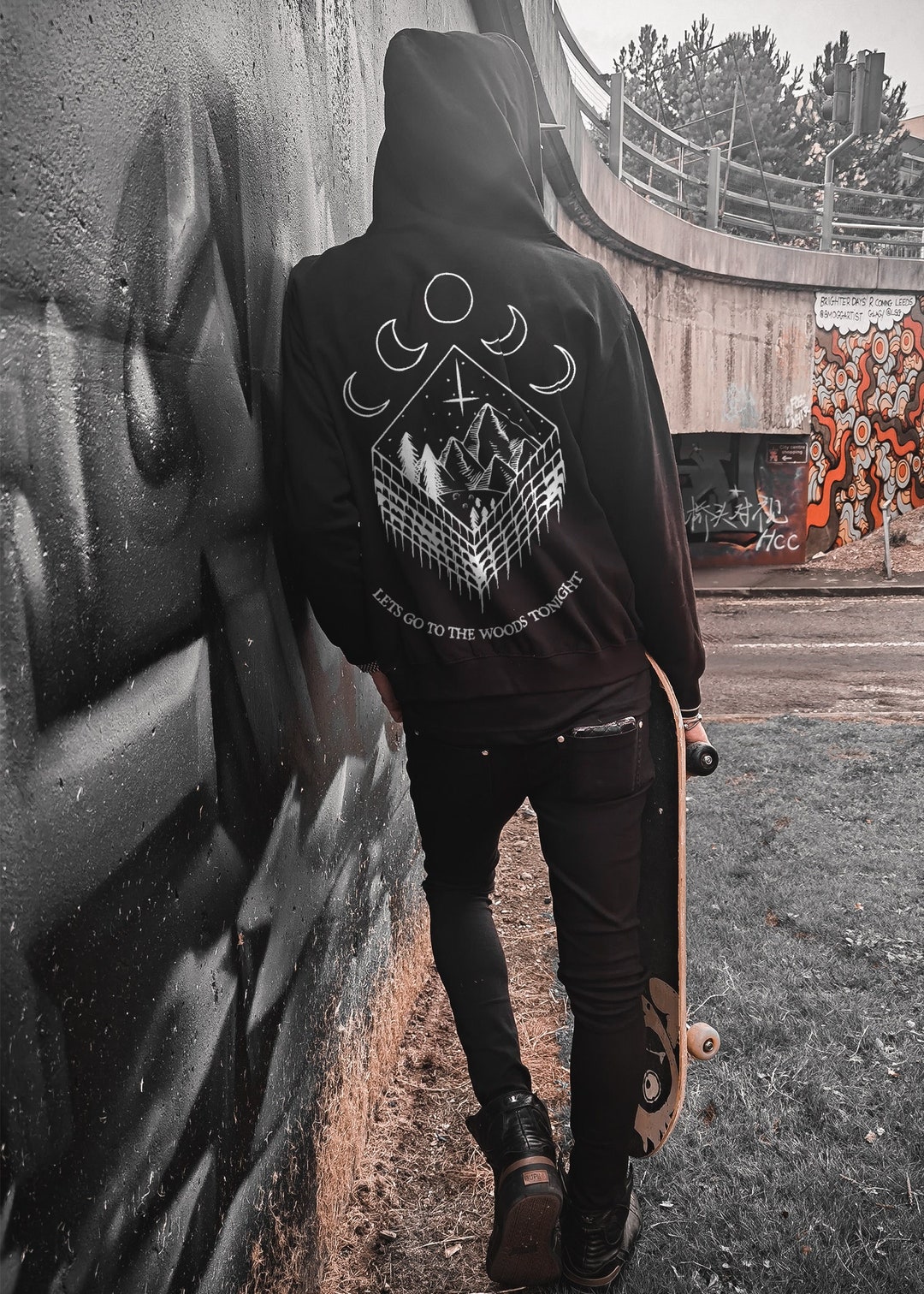 Moon Phase Hoodie, Occult Clothing, Witch Clothing, Geometric Print ...
