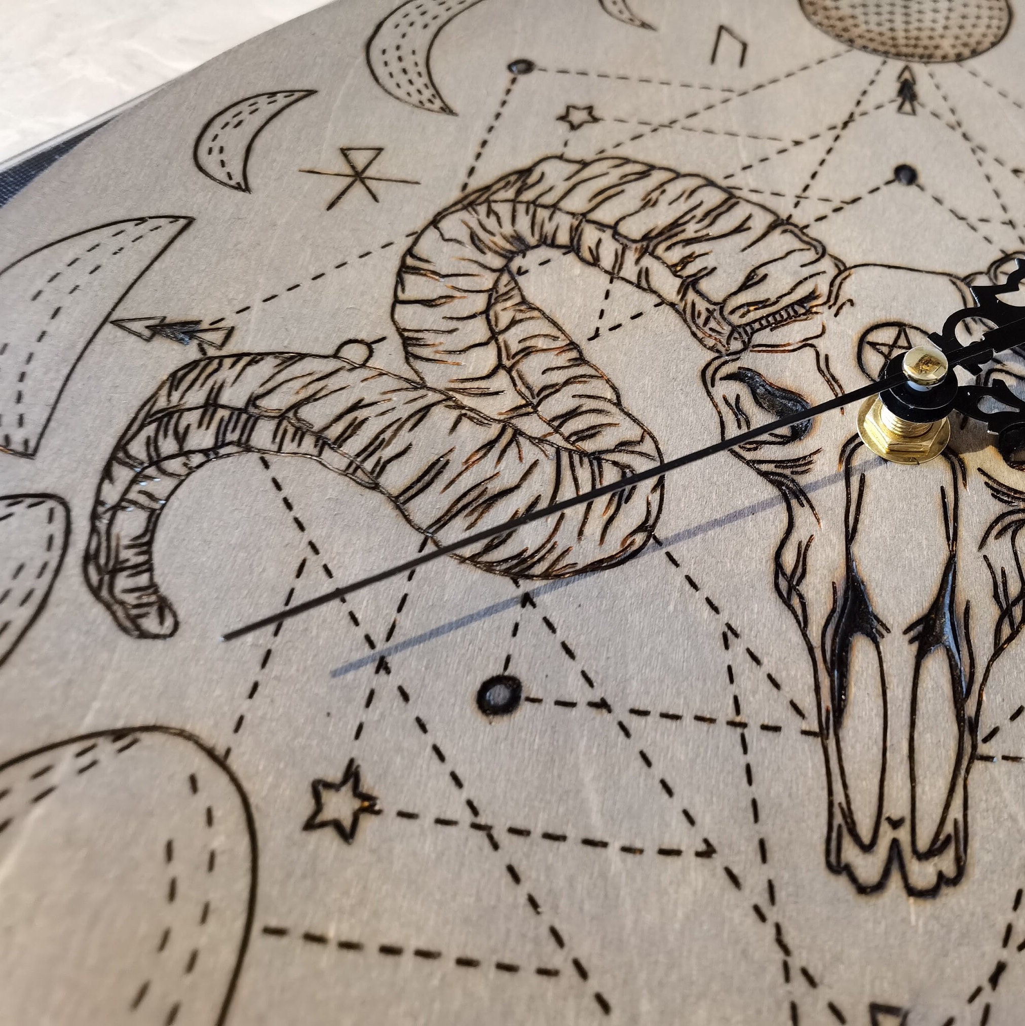 Wall Mounted Clock Wiccan Clock Gothic Home Decor Hand Crafted | Etsy