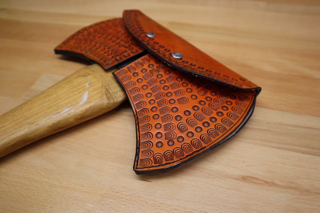 Tooled Full Leather Double Bit Axe Sheath - Etsy