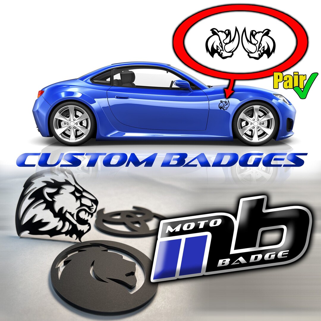 Custom Rhino Fender Badges 2 Emblems Included Mean Evil Mad Rhinoceros ...