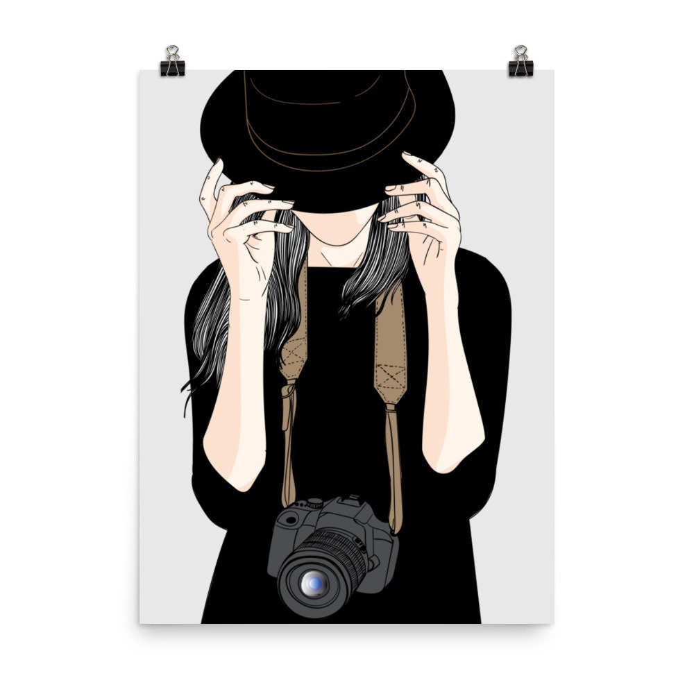 Stylish Girl With Camera Poster - Etsy
