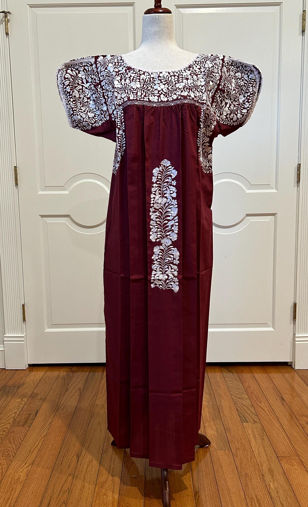 San Antonino Maxi Dress, Oaxaca Mexican Dress. Hand Embroidered ...