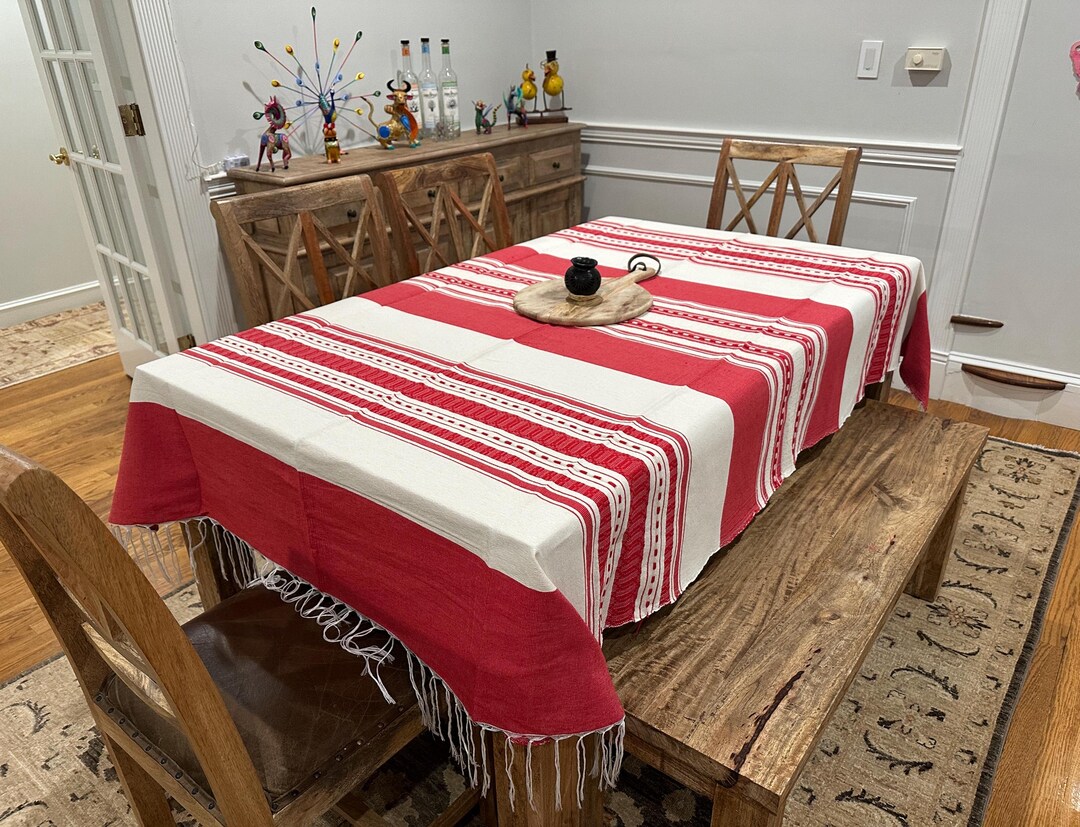 Tablecloth From Oaxaca Mexico Made With Handloom Fabric. - Etsy