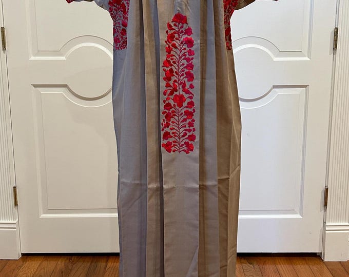 San Antonino Maxi Dress, Oaxaca Mexican Dress. Hand Embroidered. Silk ...