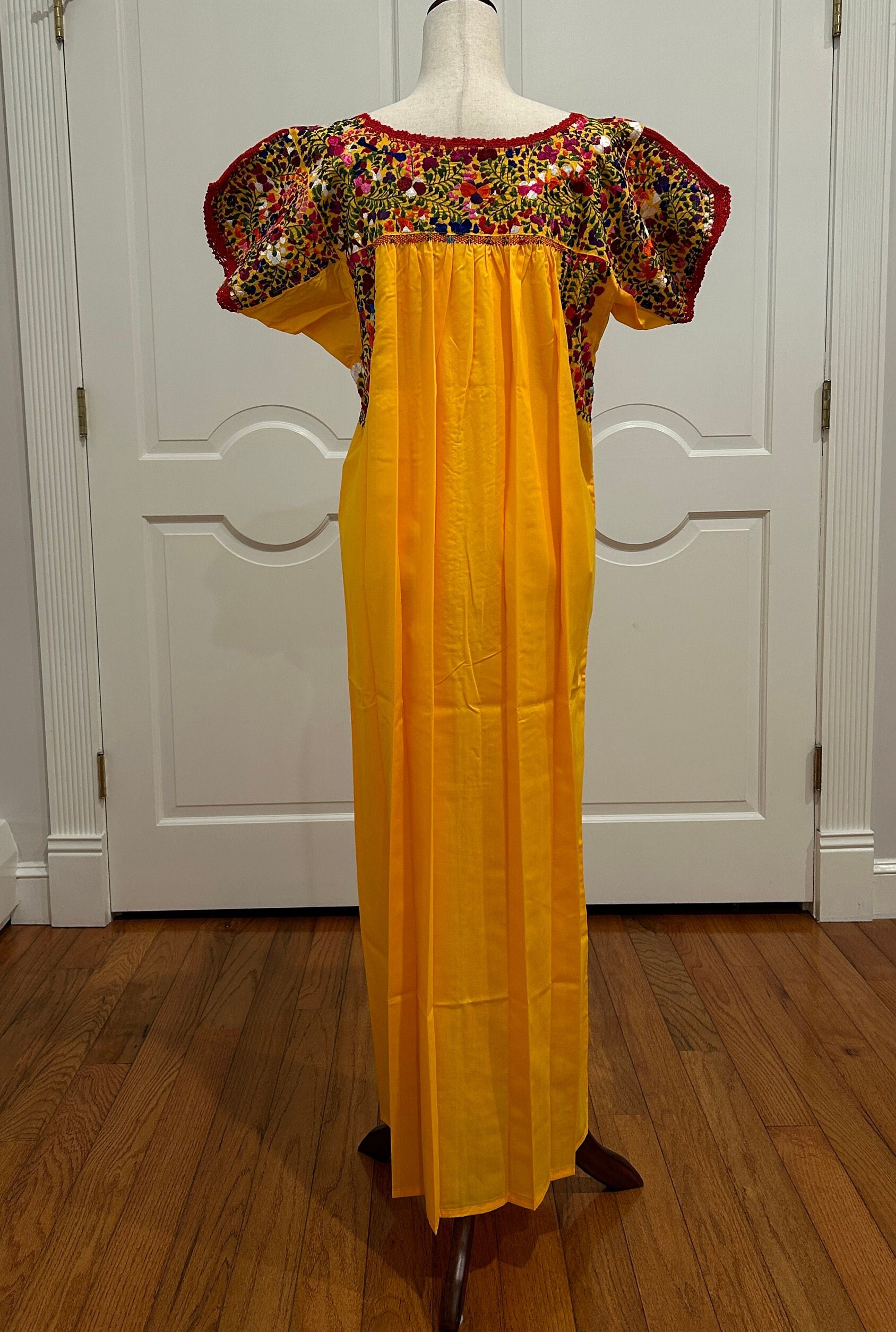 San Antonino Maxi Dress, Oaxaca Mexican Dress. Hand Embroidered ...