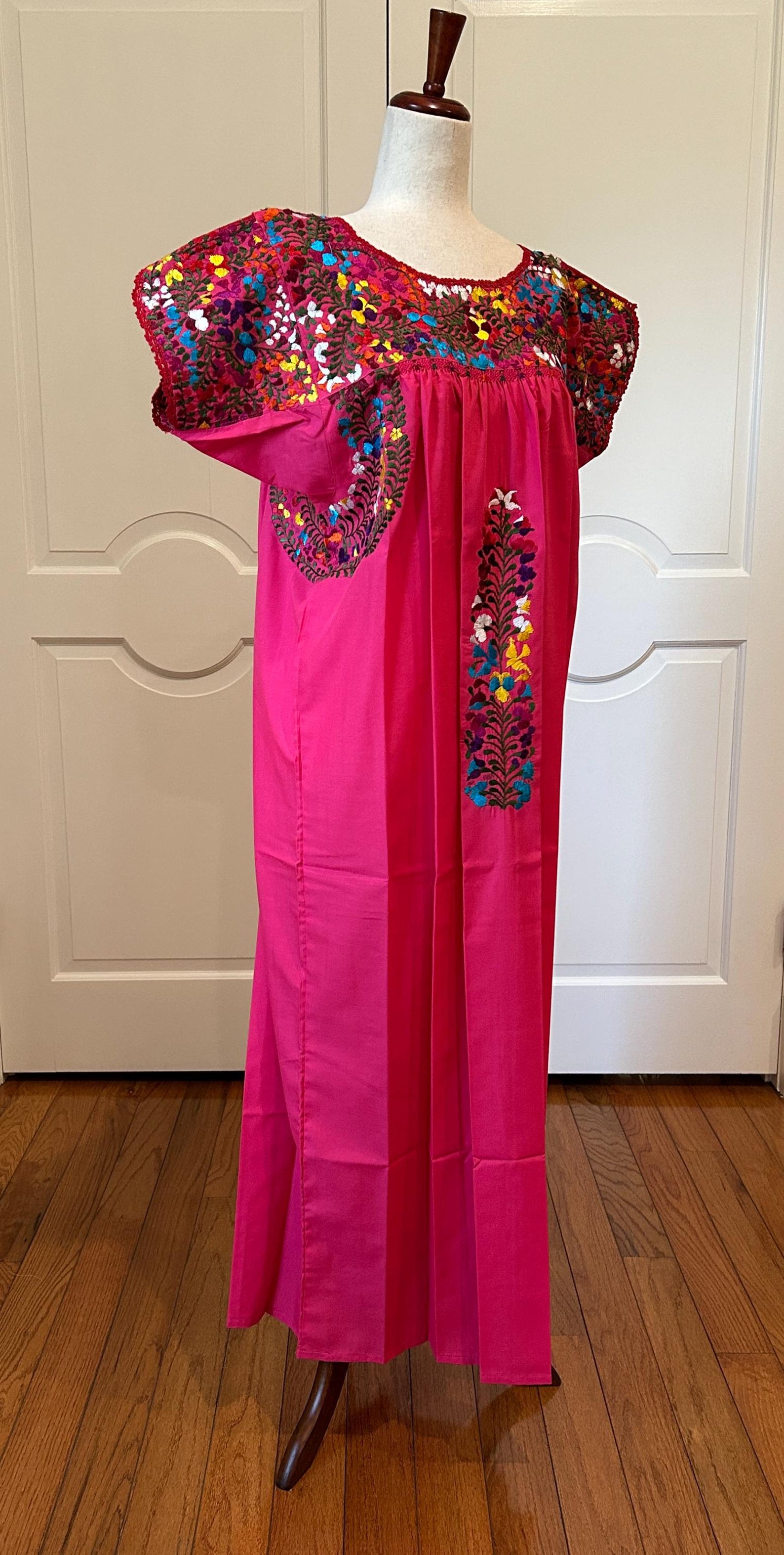 San Antonino Maxi Dress, Oaxaca Mexican Dress. Hand Embroidered ...