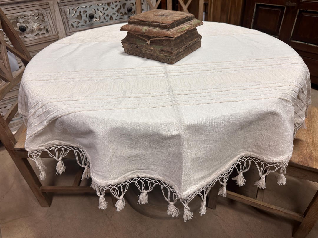51'' Round Tablecloth From Oaxaca Mexico Made With 100 % Handloom ...