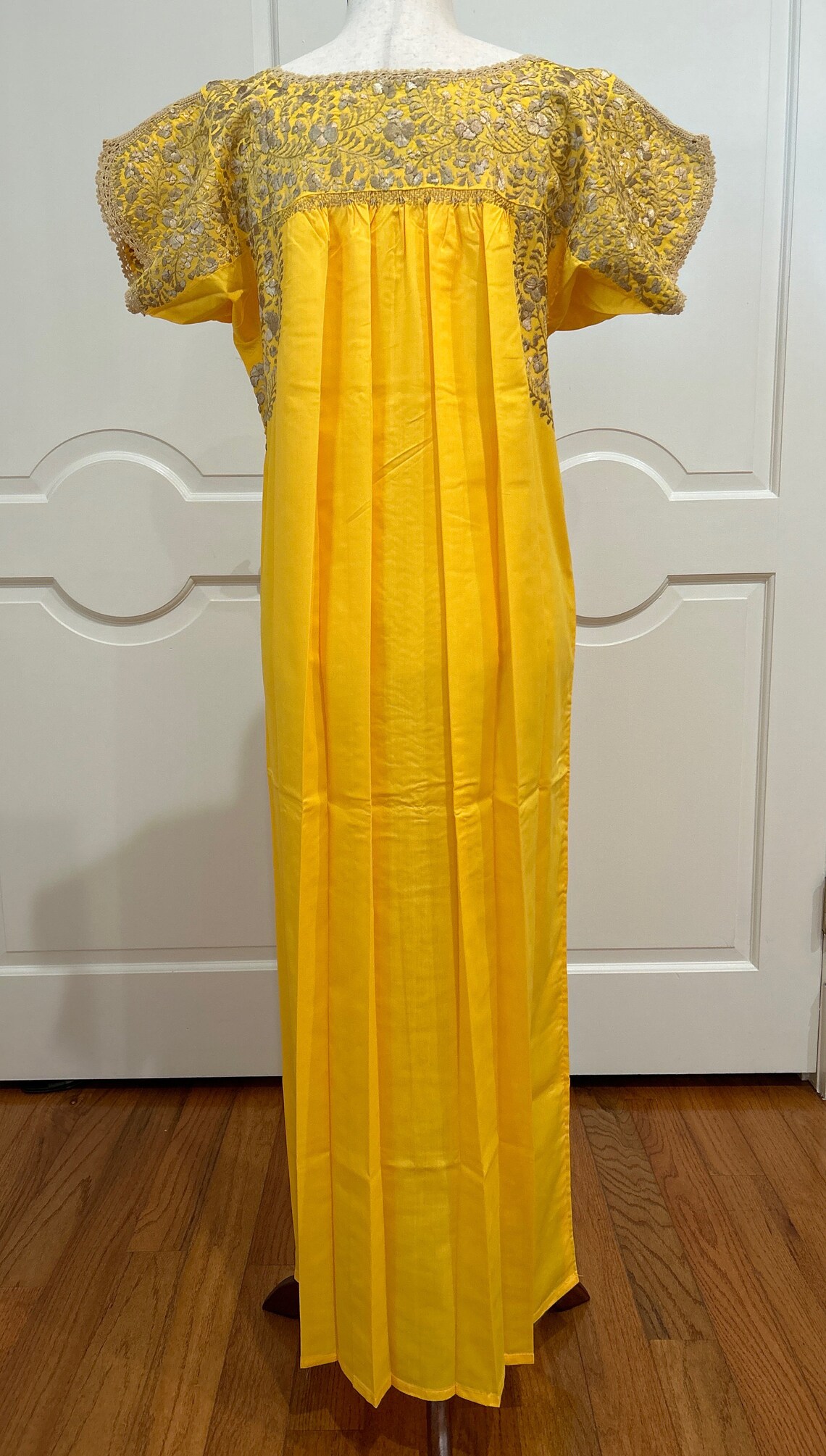 San Antonino Maxi Dress, Oaxaca Mexican Dress. Hand Embroidered. Silk ...