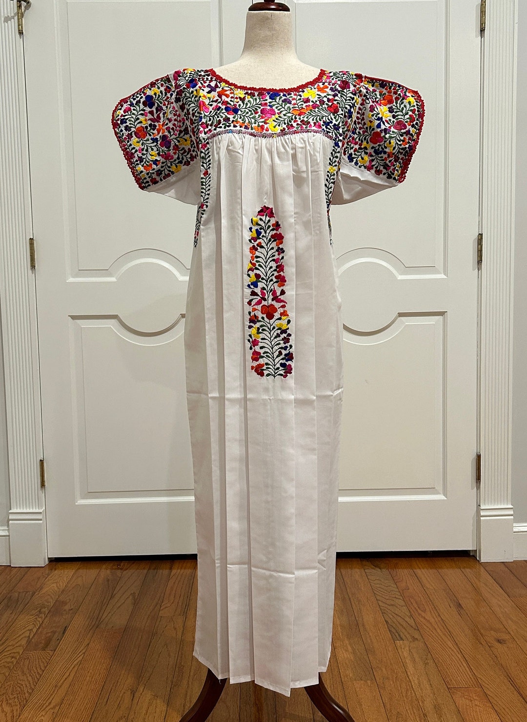 San Antonino Maxi Dress, Oaxaca Mexican Dress. Hand Embroidered ...