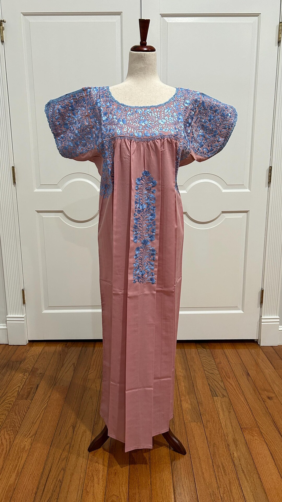 San Antonino Maxi Dress, Oaxaca Mexican Dress. Hand Embroidered ...