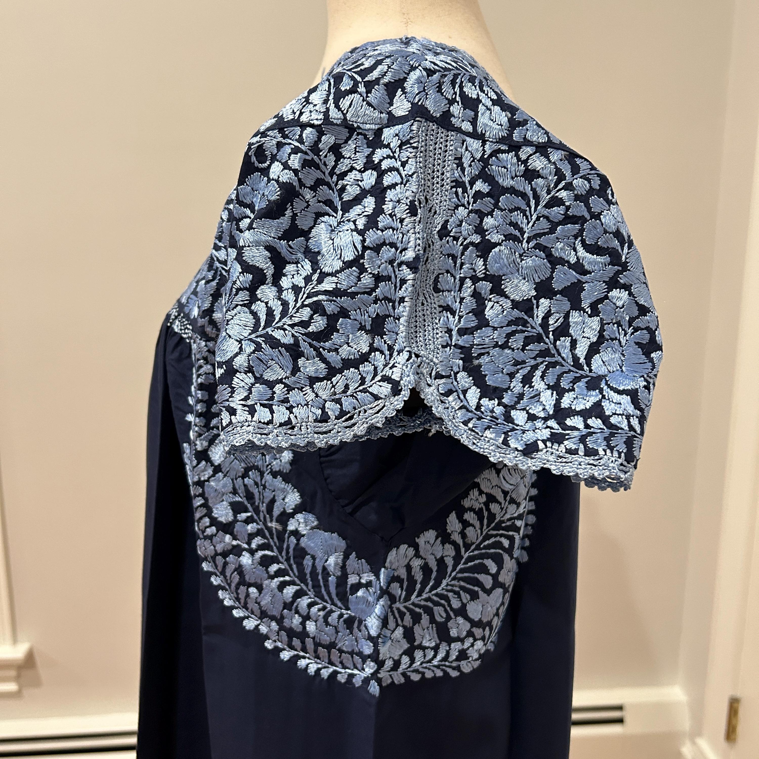 San Antonino Maxi Dress, Oaxaca Mexican Dress. Hand Embroidered. Silk ...