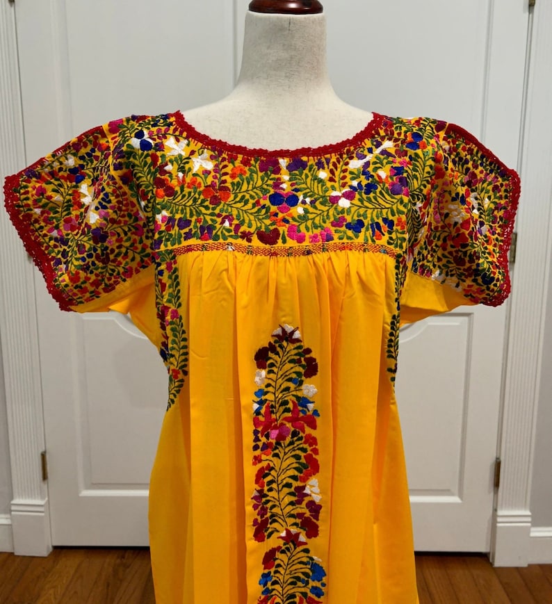 San Antonino Maxi Dress, Oaxaca Mexican Dress. Hand Embroidered ...