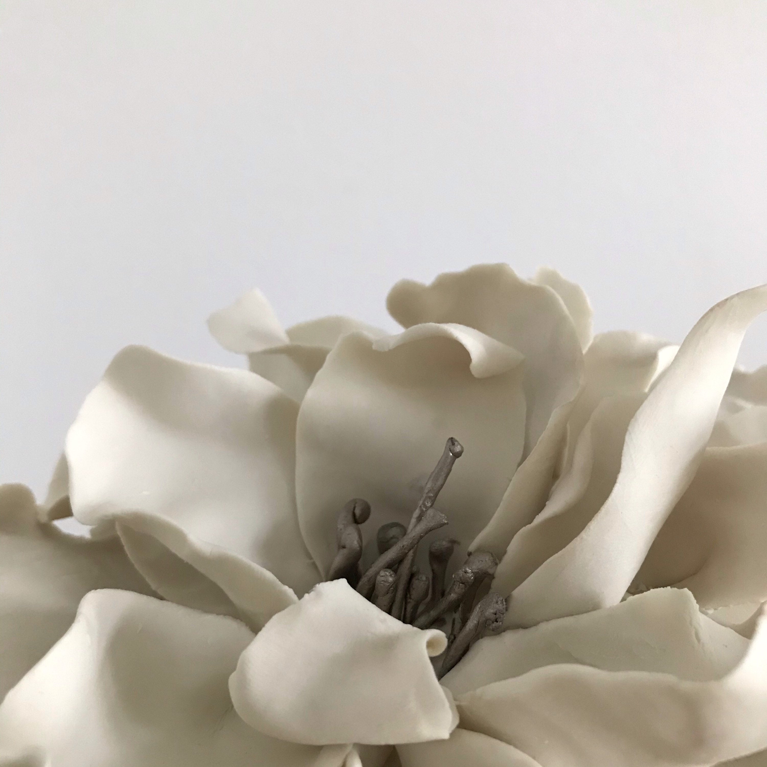 Porcelain Flower Wall Art White Silver Ceramic Flowers - Etsy Canada