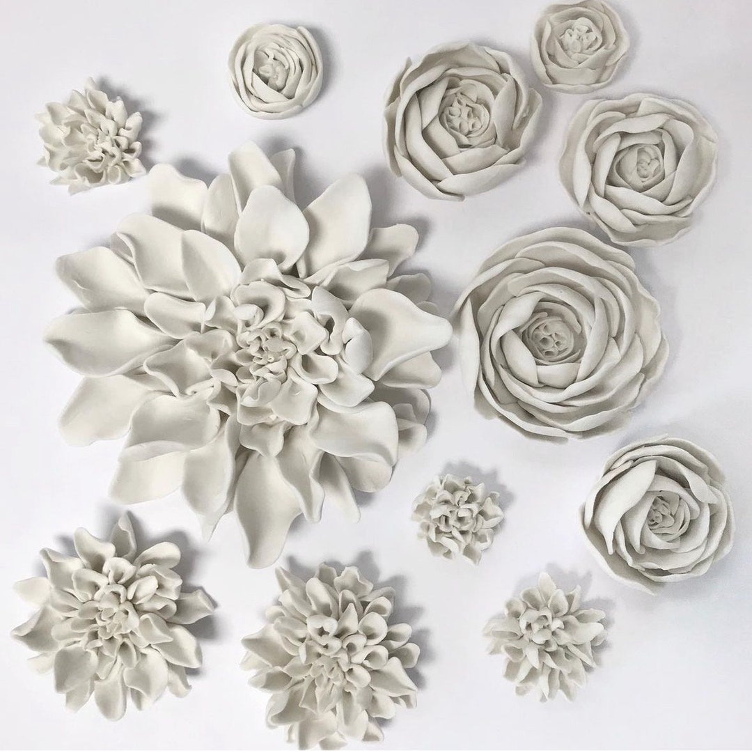 Handcrafted Porcelain Wall Flowers Choose Rose, Dahlia, or Peony 3.5 ...