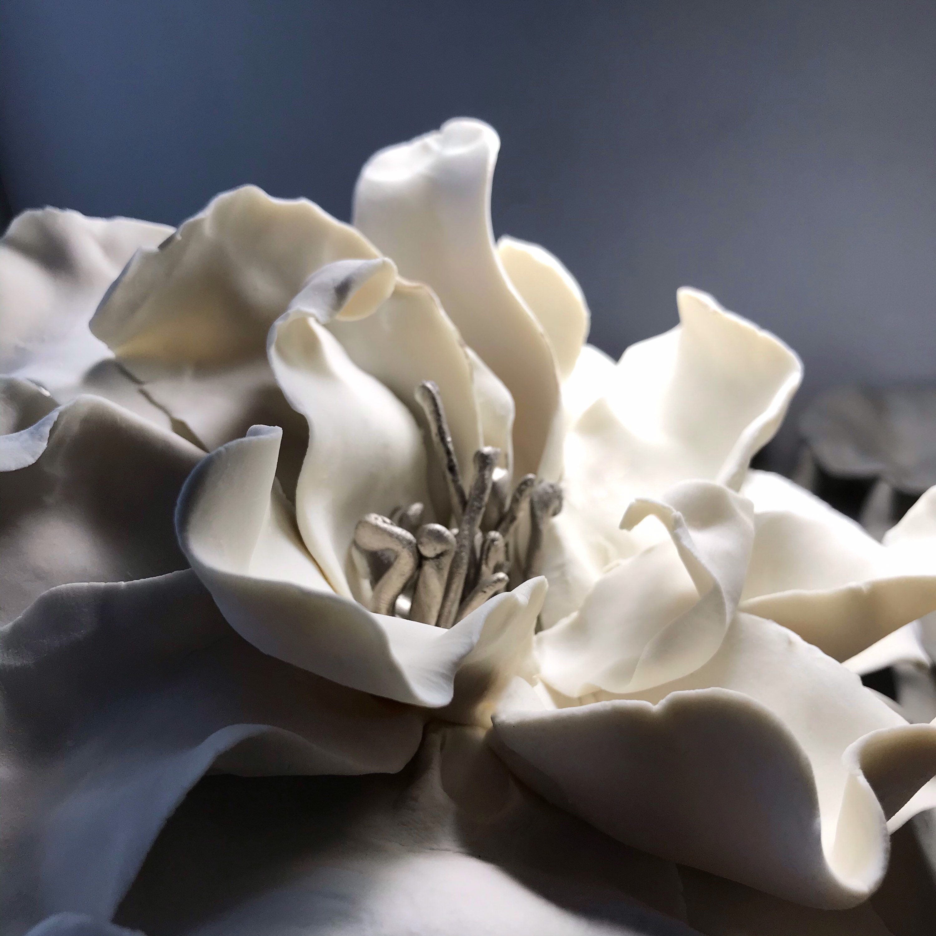 Porcelain Flower Wall Art White Silver Ceramic Flowers - Etsy Canada