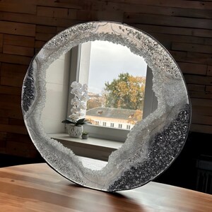 Epoxy Resin Round Mirror, Round Mirror Wall Decor, Handmade Mirror ...