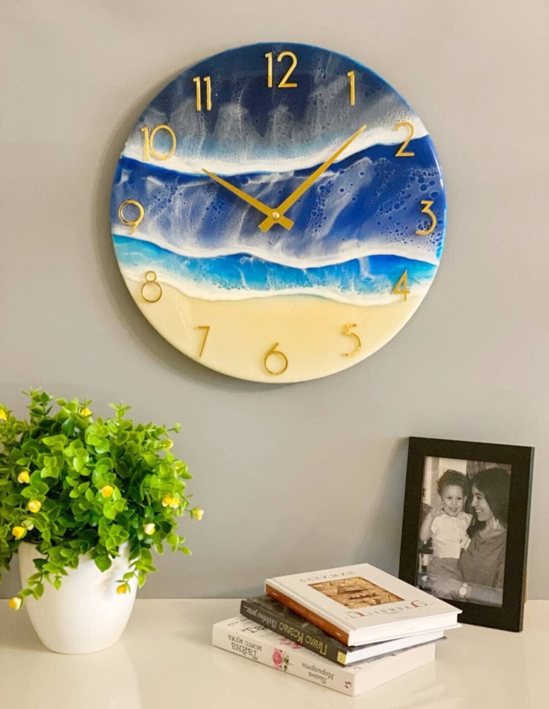 Ocean Wall Clock Sea Wall Clock Beach Wall Clock Epoxy Wall - Etsy