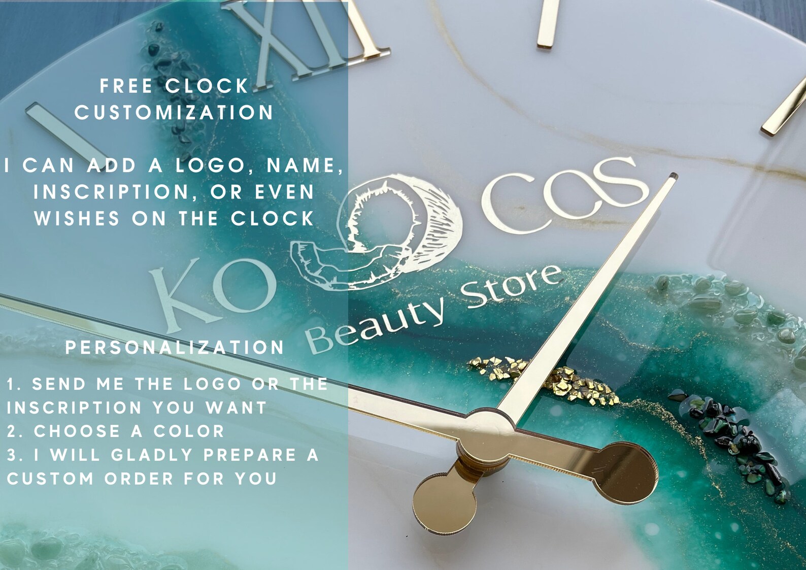 IN STOCK, Gold Beige Wall Clock, Epoxy Wall Clock, Boho Clock, Pastel ...