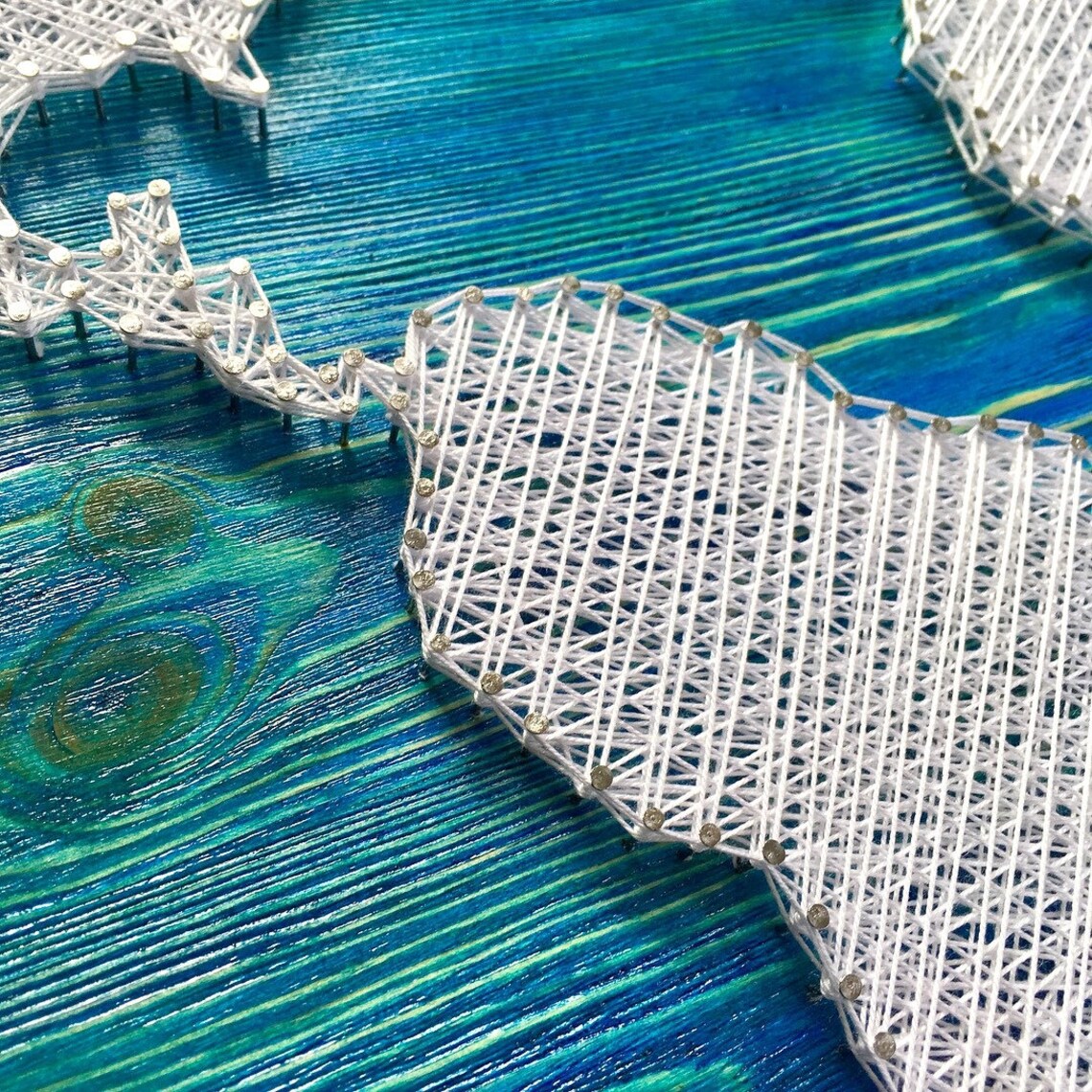 World Map String Art Large Wall World Map Blue World Map - Etsy