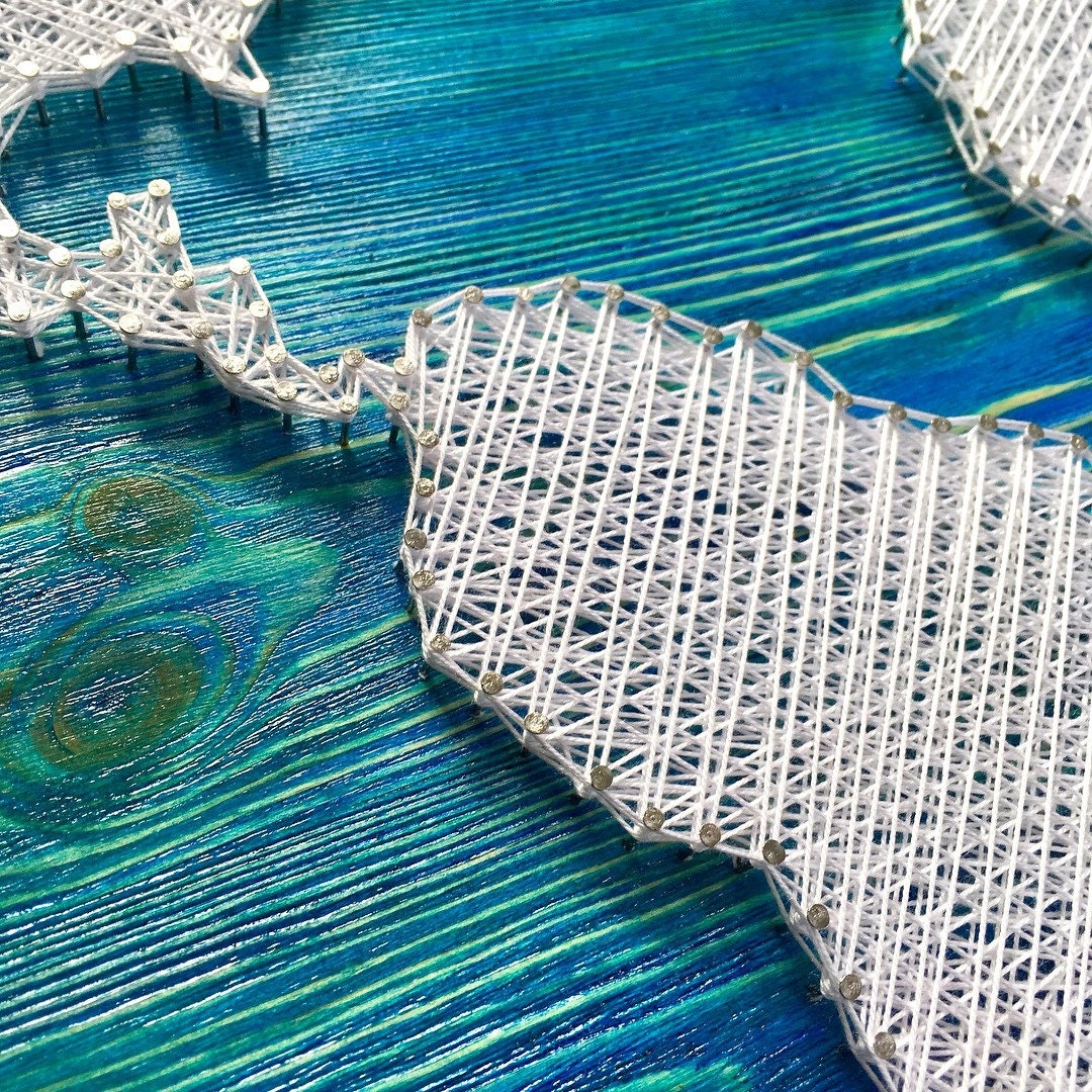 World Map String Art Large Wall World Map Blue World Map - Etsy