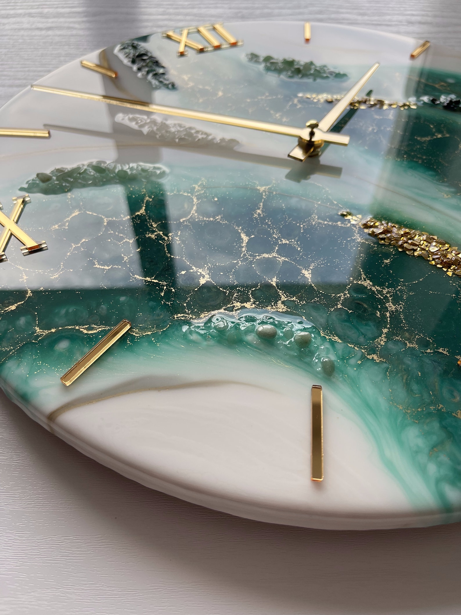 Green Wall Clock Wall Clock Unique Epoxy Resin Clock - Etsy