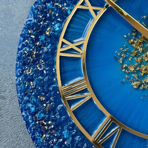 Oversized Deep Blue Crystal Clock, Art Deco Epoxy Clock, Luxury Crystal ...