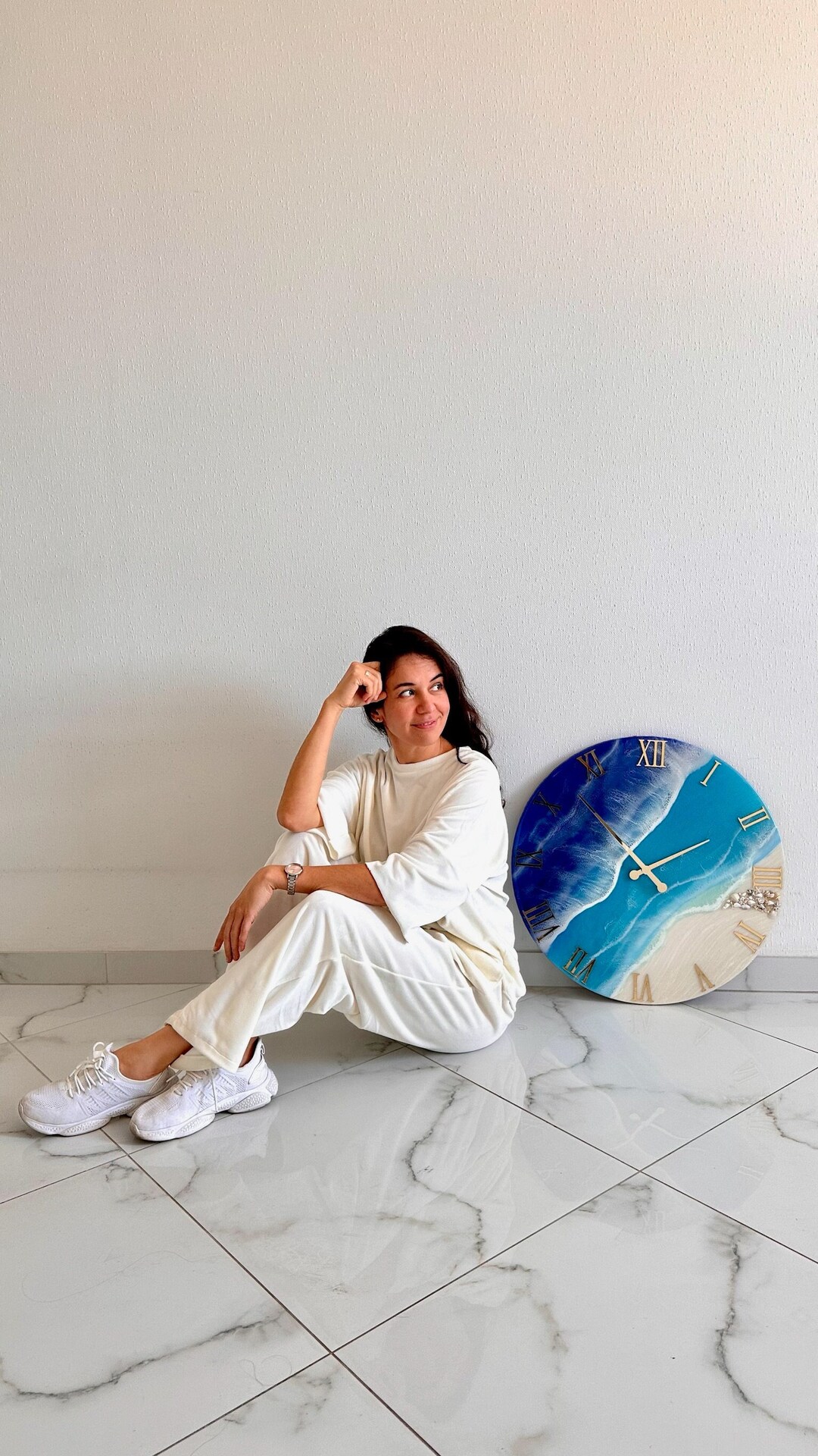 Ocean Beach Waves Clock, Sea Wall Art, Epoxy Resin Oversized Clock ...