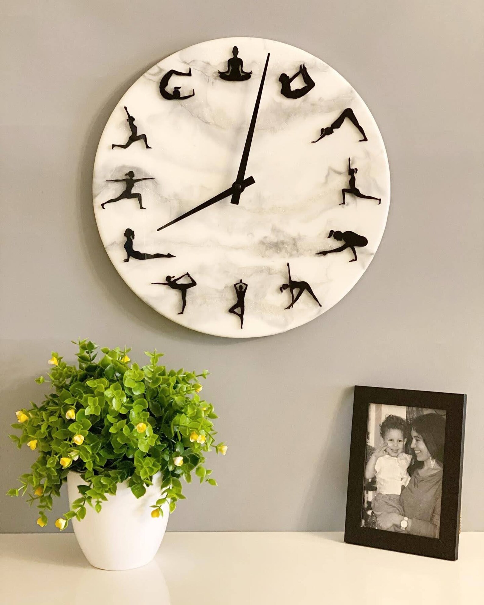 Yoga Clock Unique Wall Clock Silent Wall Clock Yoga Studio - Etsy