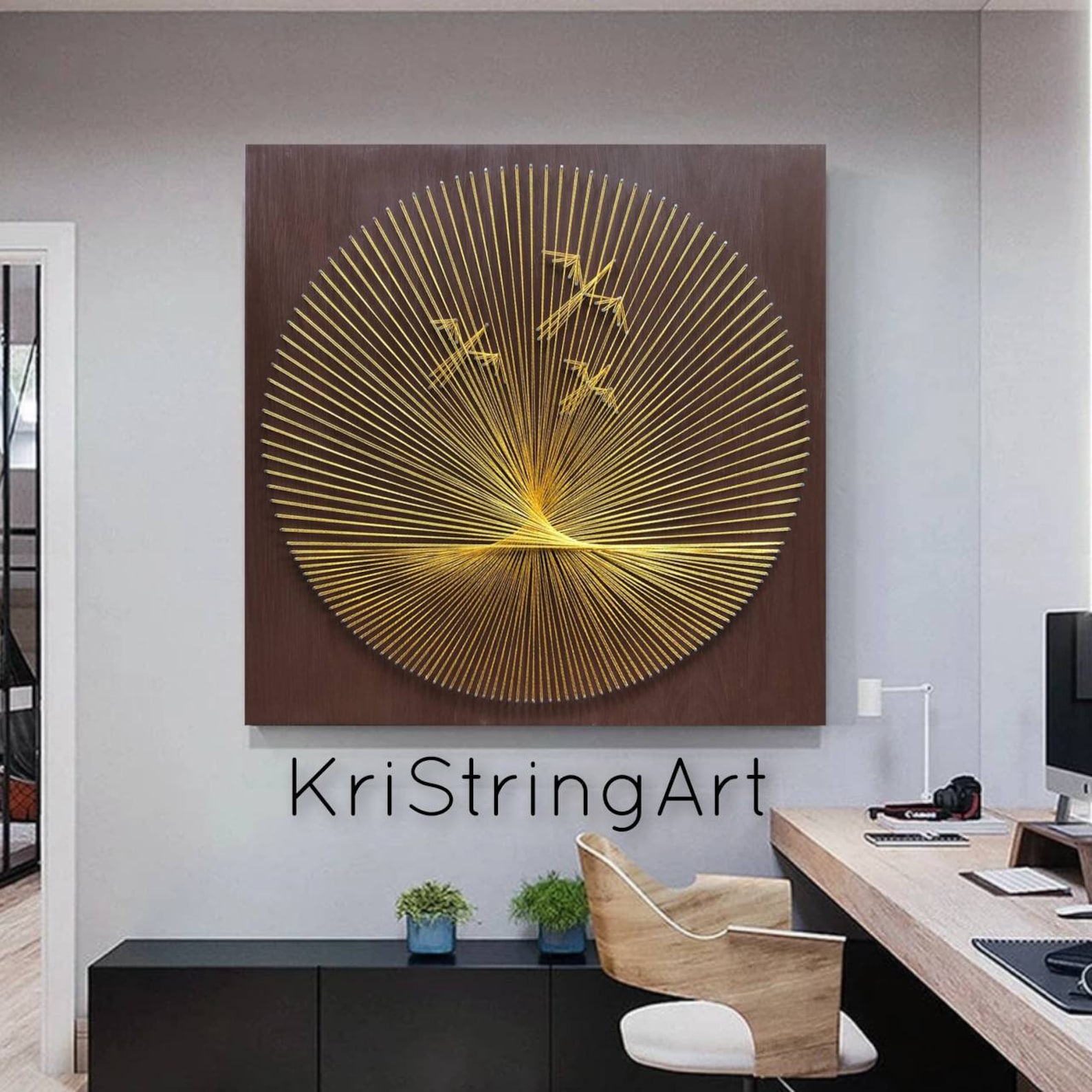 Digital DIY Wild Bird String Art, 3D Art Tutorial, String Art Patterns Tutorial, Sun Set String ...