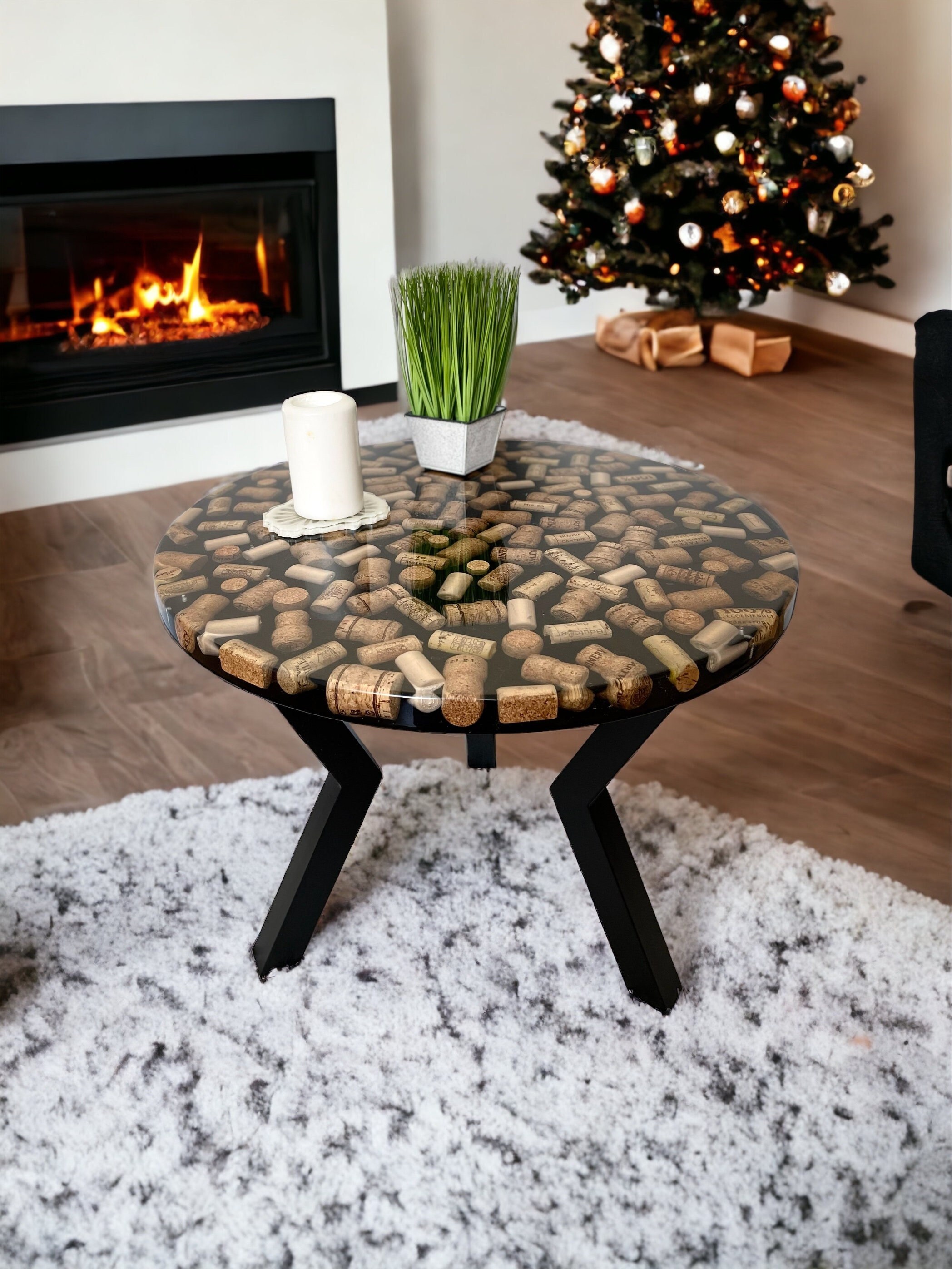 Custom Epoxy Table Modern Coffee Table With Corks Black - Etsy
