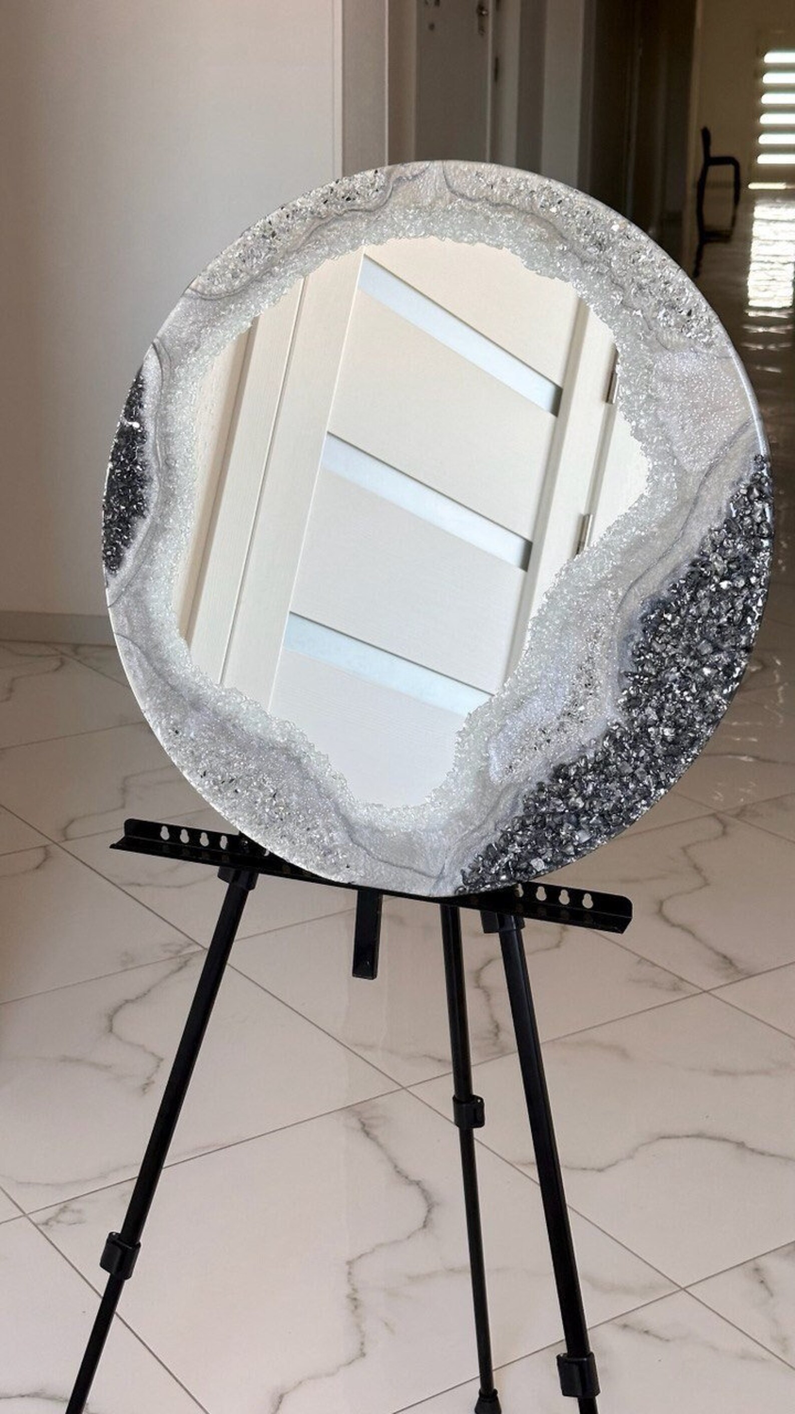 Epoxy Resin Round Mirror, Round Mirror Wall Decor, Handmade Mirror ...