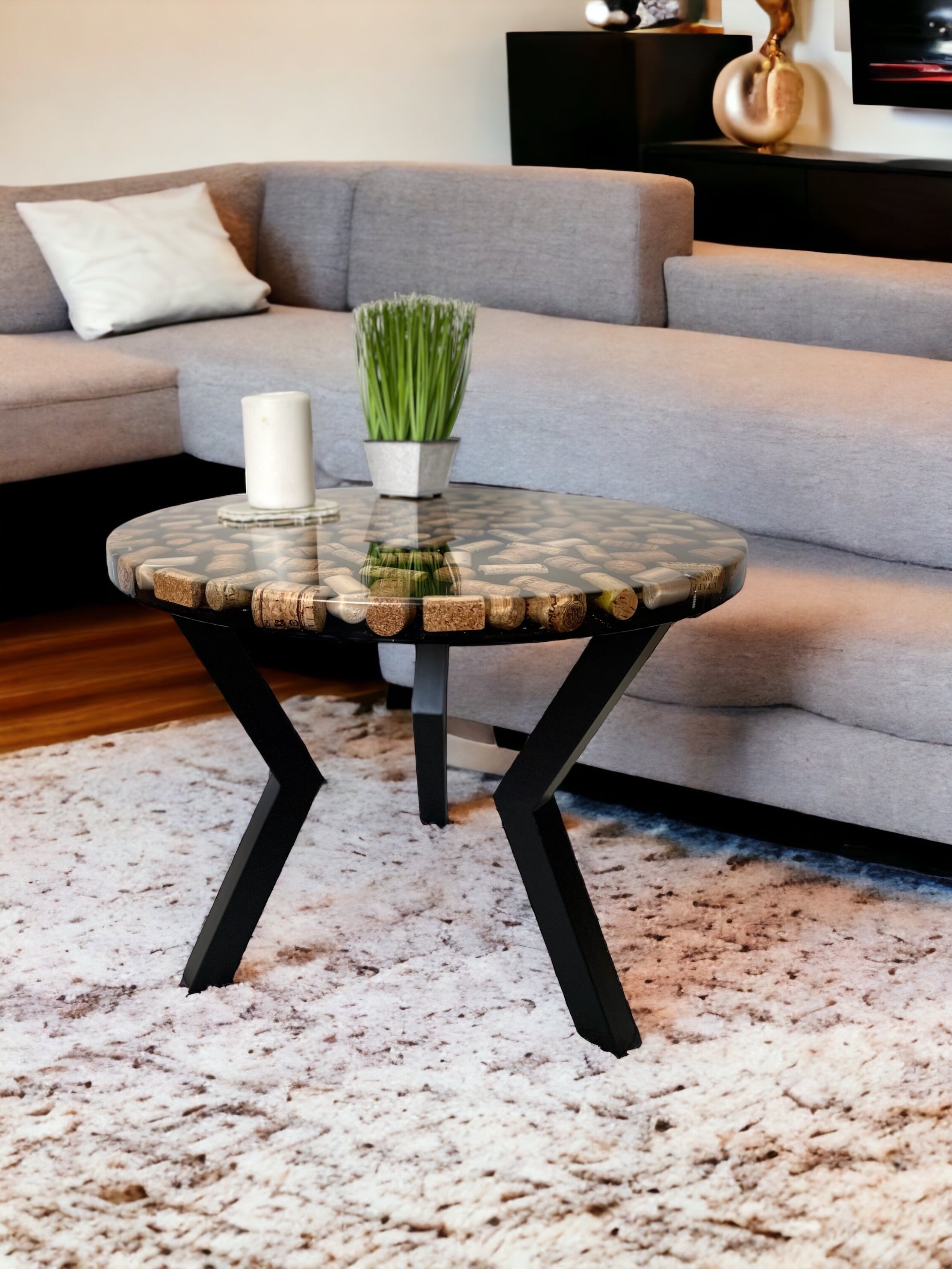 Custom Epoxy Table Modern Coffee Table With Corks Black - Etsy