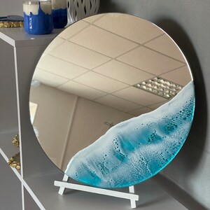 Light Blue Wave Mirror, Resin Ocean Mirror, Nautical Mirror, Resin ...