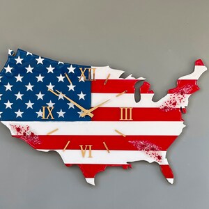 American Flag Clock, USA Flag Clock, America Map Clock,epoxy Clock ...