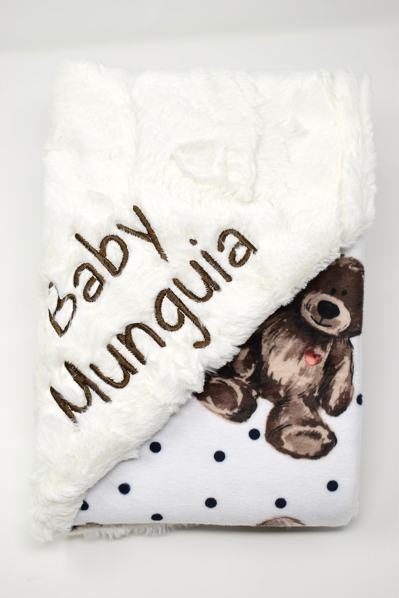 Personalized Teddy Bear Baby Blanket, Embroidered Child's Minky Blanket ...