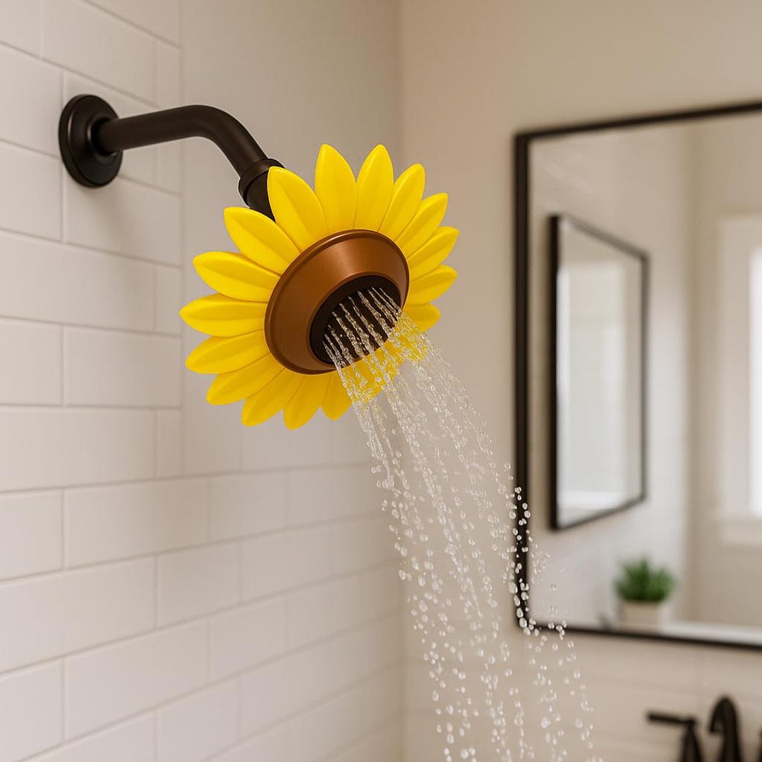 Sunflower Shower Head – Floral Bathroom Decor Gift – Unique Yellow ...