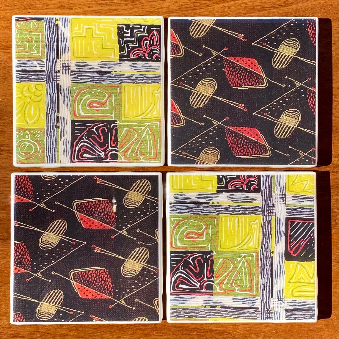 Handmade Set of 4 Ceramic Drink Coasters With A Midcentury Modern ...