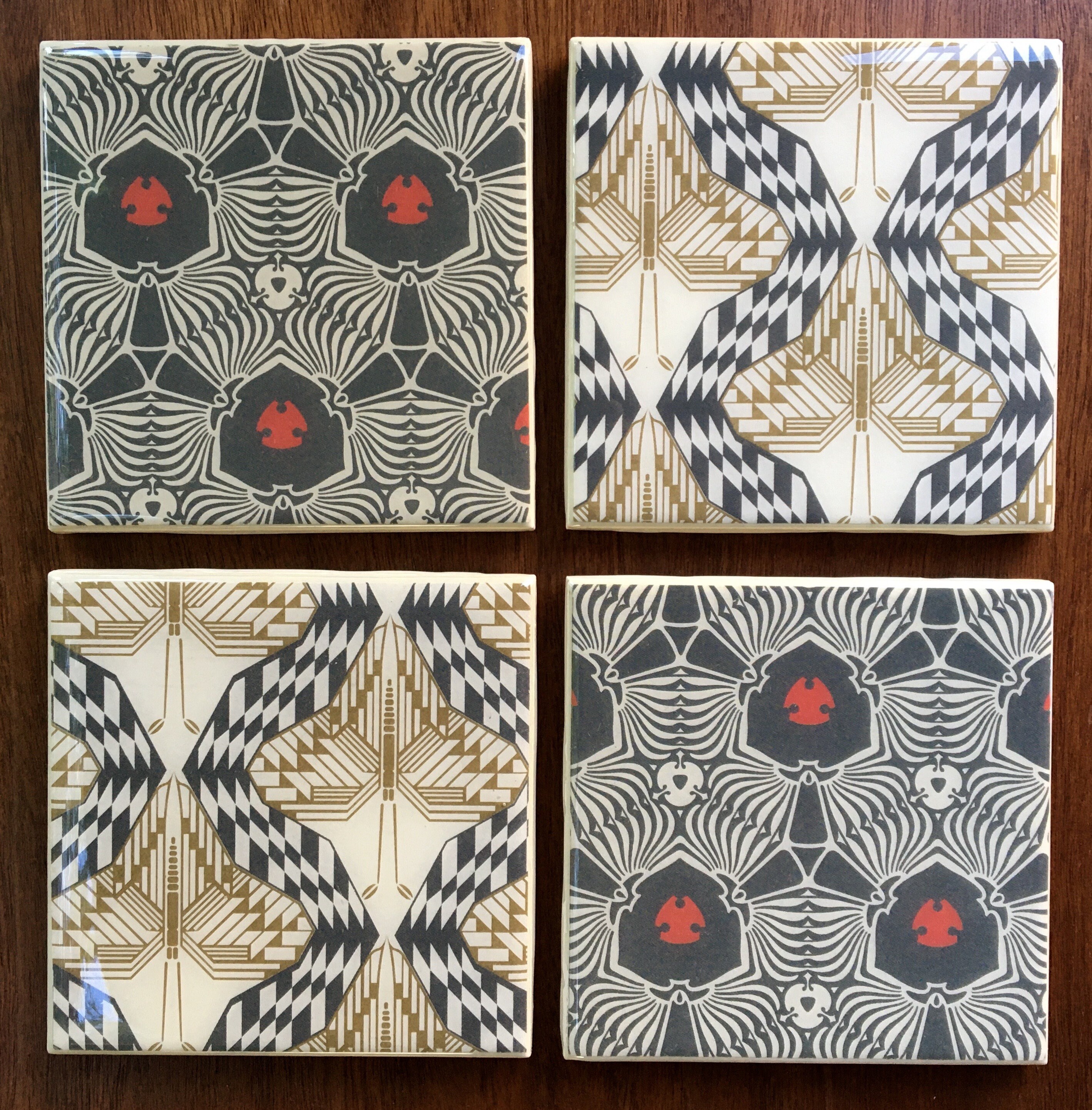 Handmade Set of Ceramic Drink Coasters With Modern Butterfly/moth ...