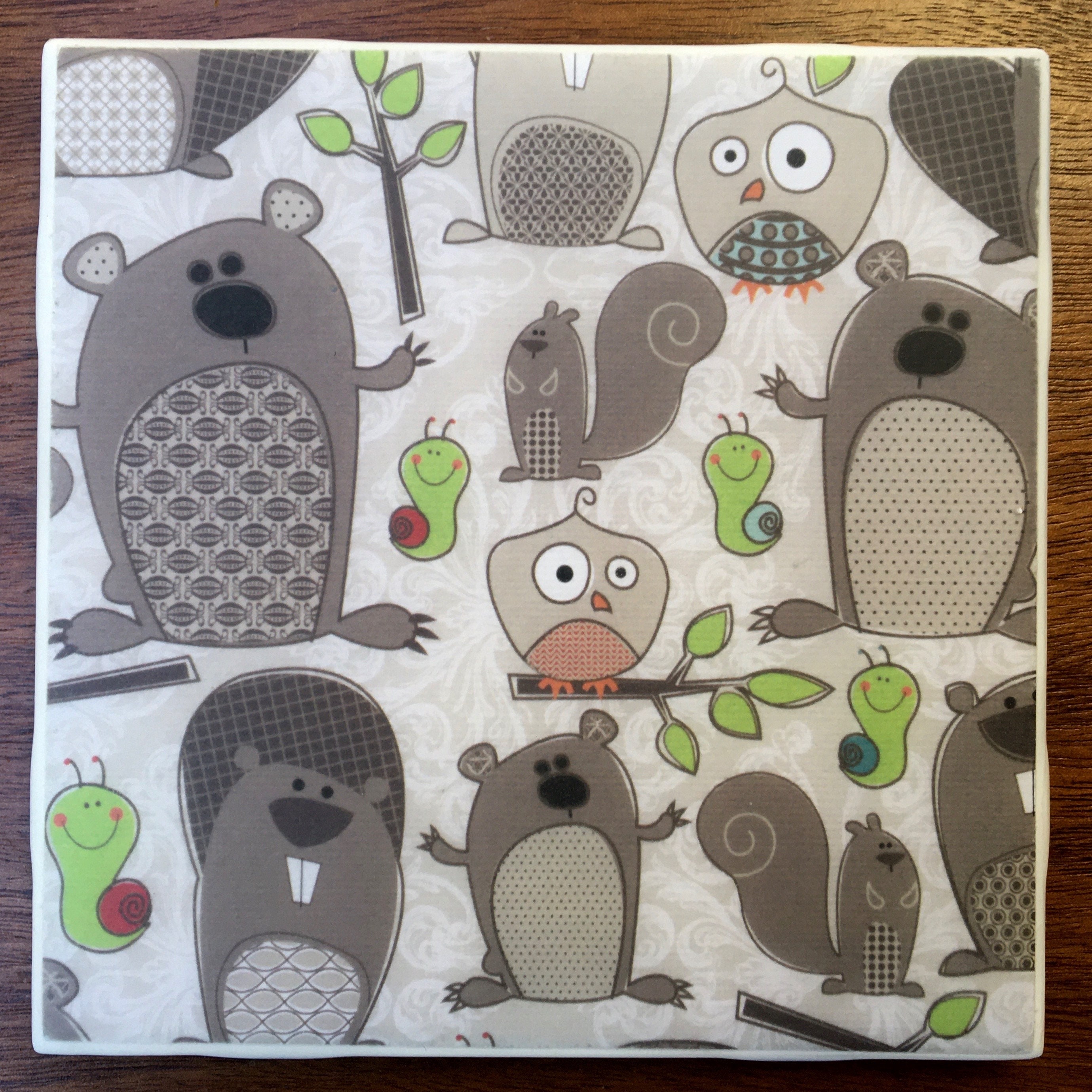 Handmade Set of Ceramic Drink Coasters With Forest Animals And ...