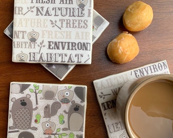 Handmade Set of 4 Ceramic Drink Coasters With A Midcentury - Etsy