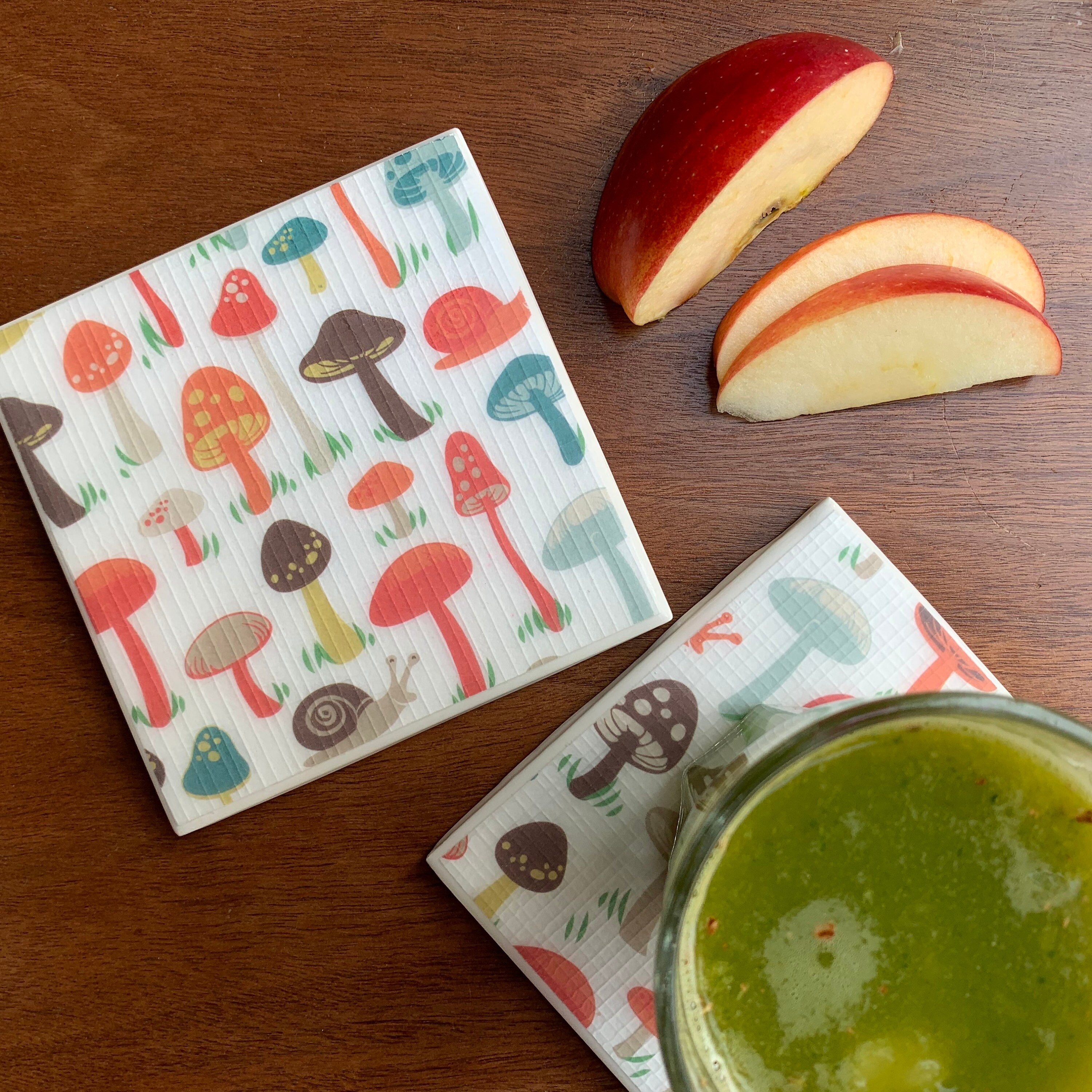 Handmade Set of 2 Ceramic Coasters with an Outdoorsy Mushroom And Snail ...