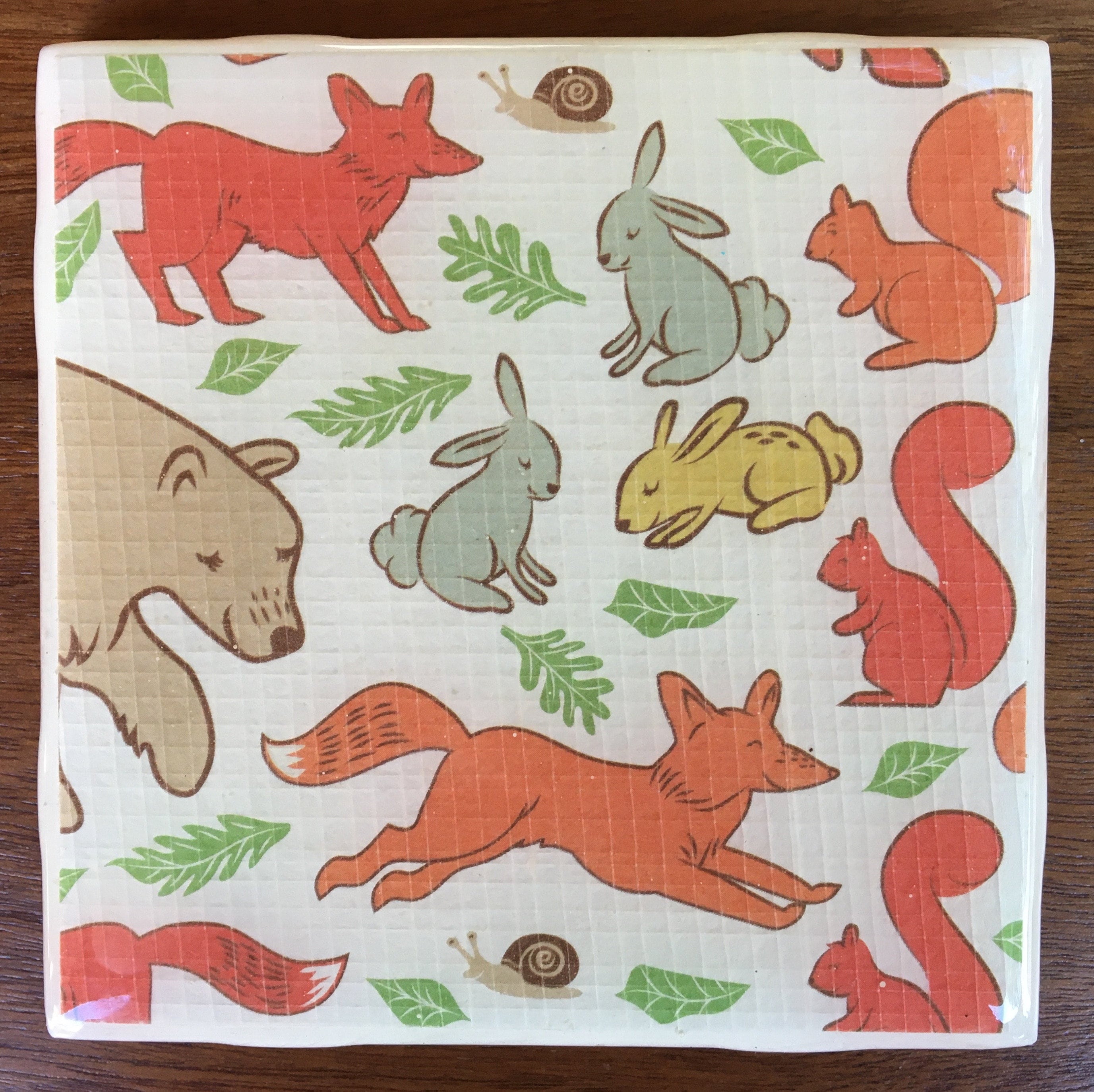 Handmade Set of 4 Ceramic Drink Coasters in A Woodland Animal and Tree ...