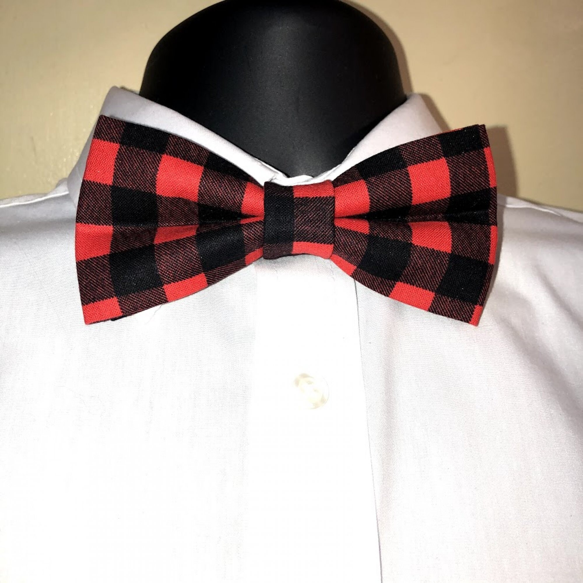 Men's Red & Black Checkered Bow Tie Bowtie Groomsman - Etsy