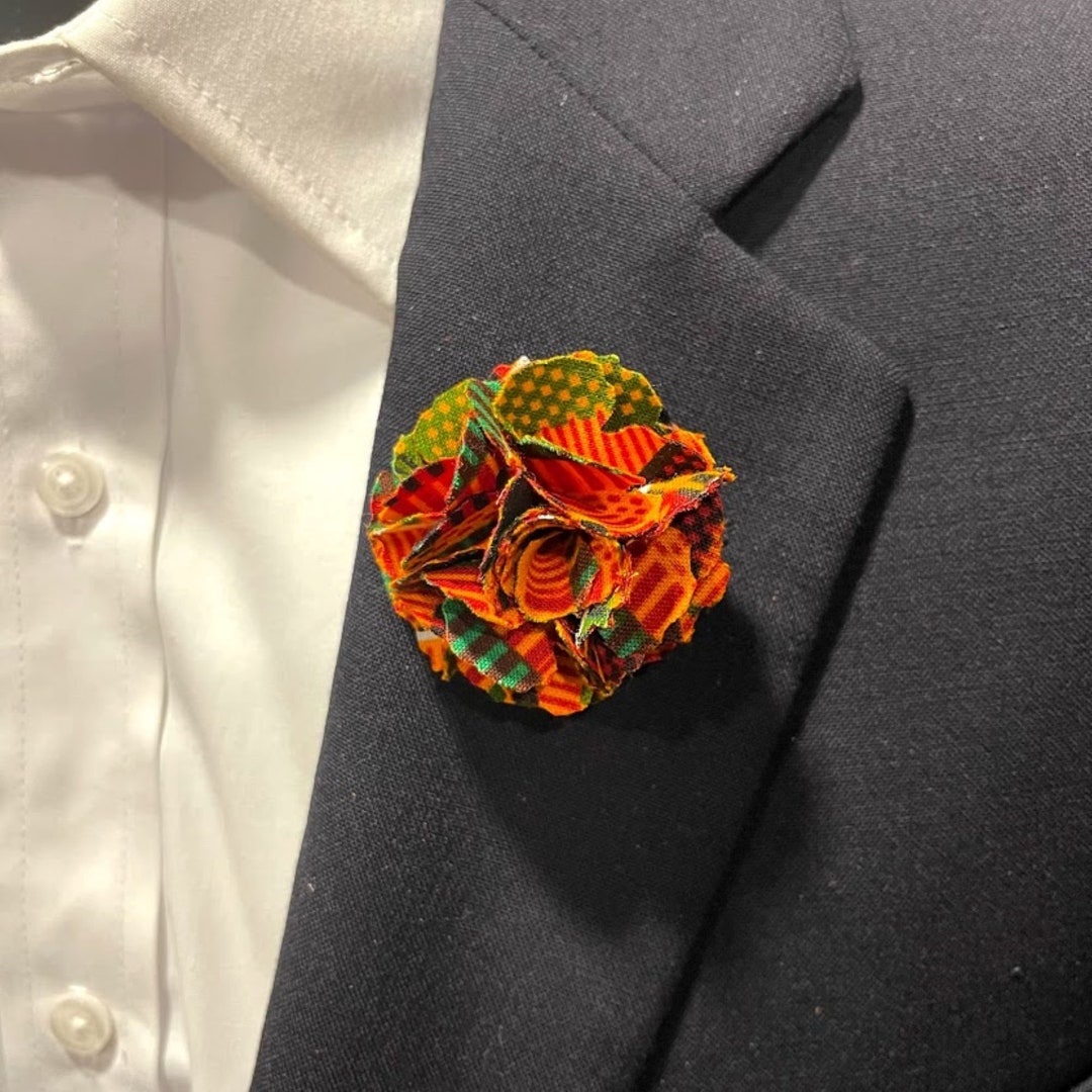 Men's Ankara Lapel Pin, Men's African Lapel Pin, Black History Month ...