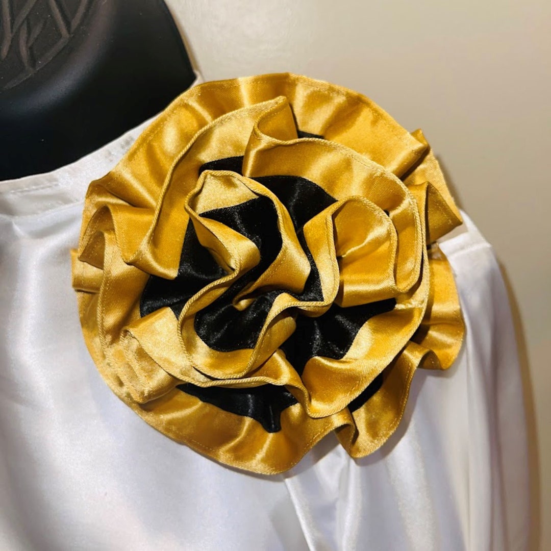 Woman's Large 6-inch Black and Gold Colorblock Satin Corsage, Mother of ...