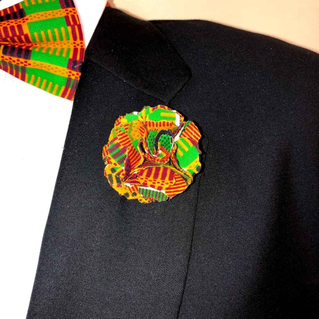 Men's Kente Cloth Lapel Pin, Men's Ankara Lapel Pin, Men's African ...