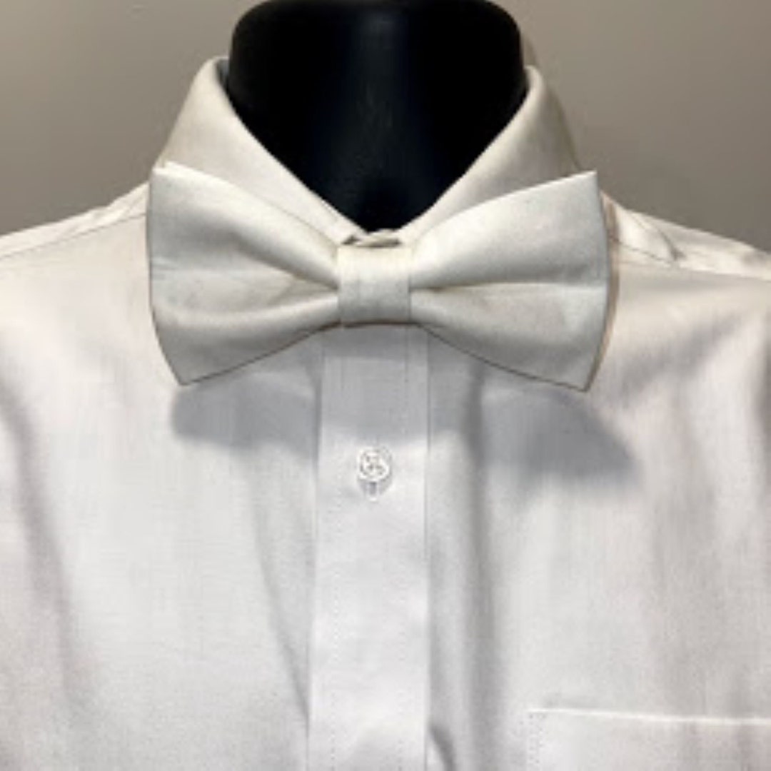 Men's White, Bow Tie, Adjustable Bow Tie, Boy's Bow Tie, Groomsmen ...