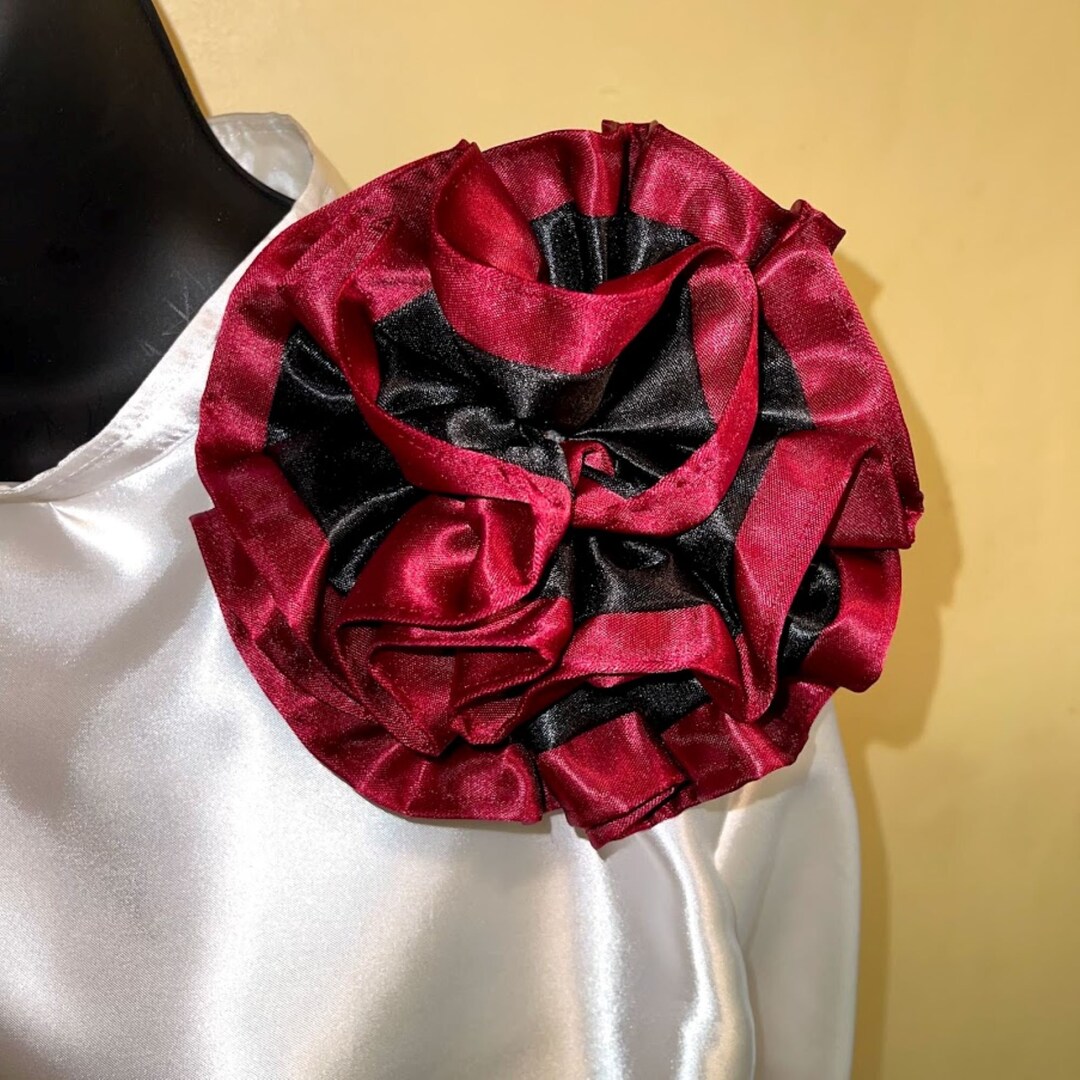 Woman's Burgundy and Black Satin Corsage, Six-inch Corsage, Burgundy ...