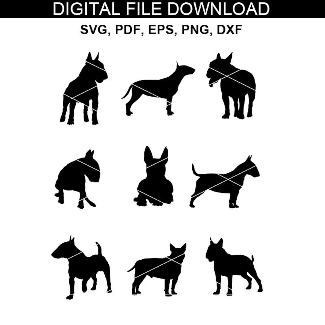 Bull Terrier Svg| Bull Terrier Silhouette Svg| Dog Svg Digital Download ...